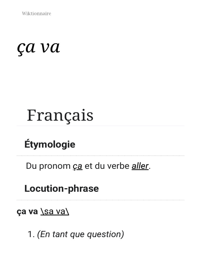 Ça Va - Wiktionnaire, Le Dictionnaire Libre | PDF