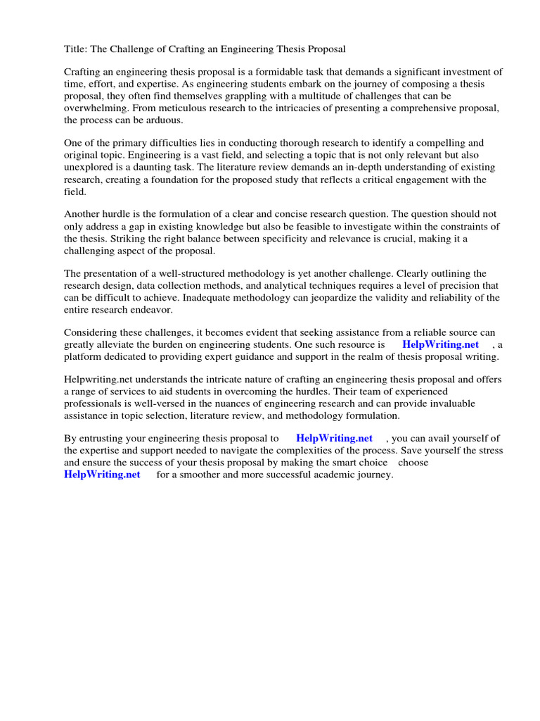 Engineering Thesis Proposal | PDF | Expert | Engineering