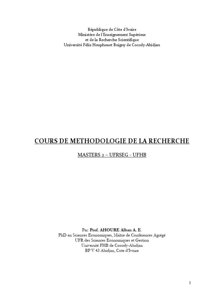 Cours de Méthodologie de Recherche | PDF | Économétrie | Science
