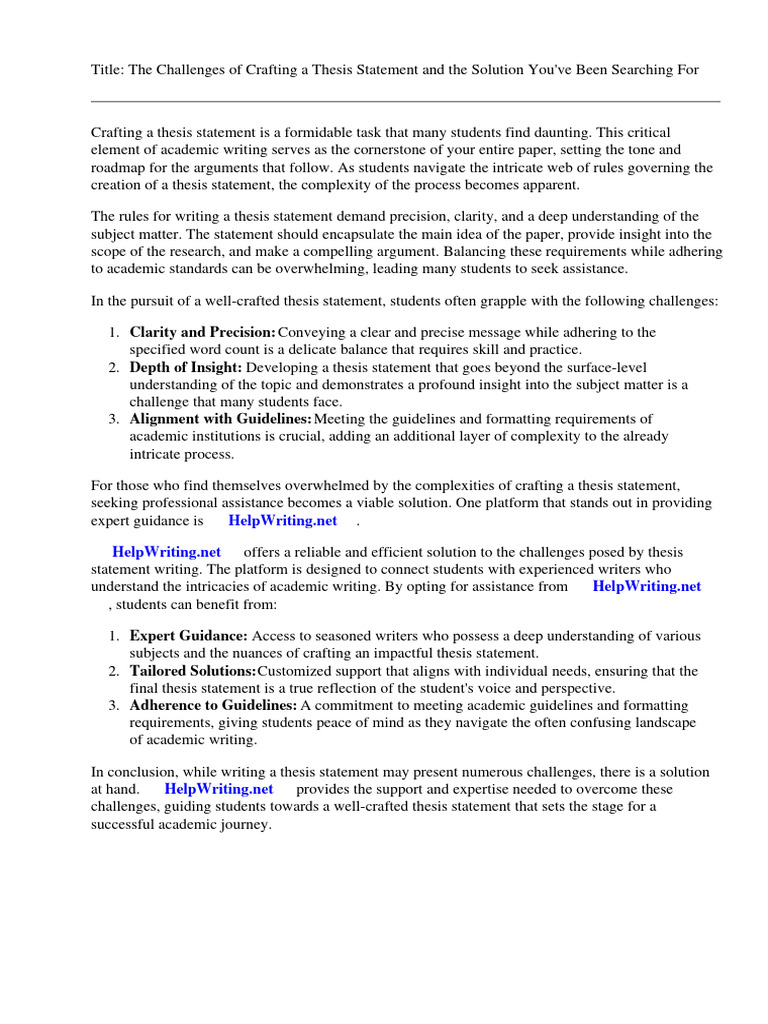 Rules Writing Thesis Statement | PDF | Essays | Thesis Rules Writing Thesis Statement | PDF | Essays | Thesis