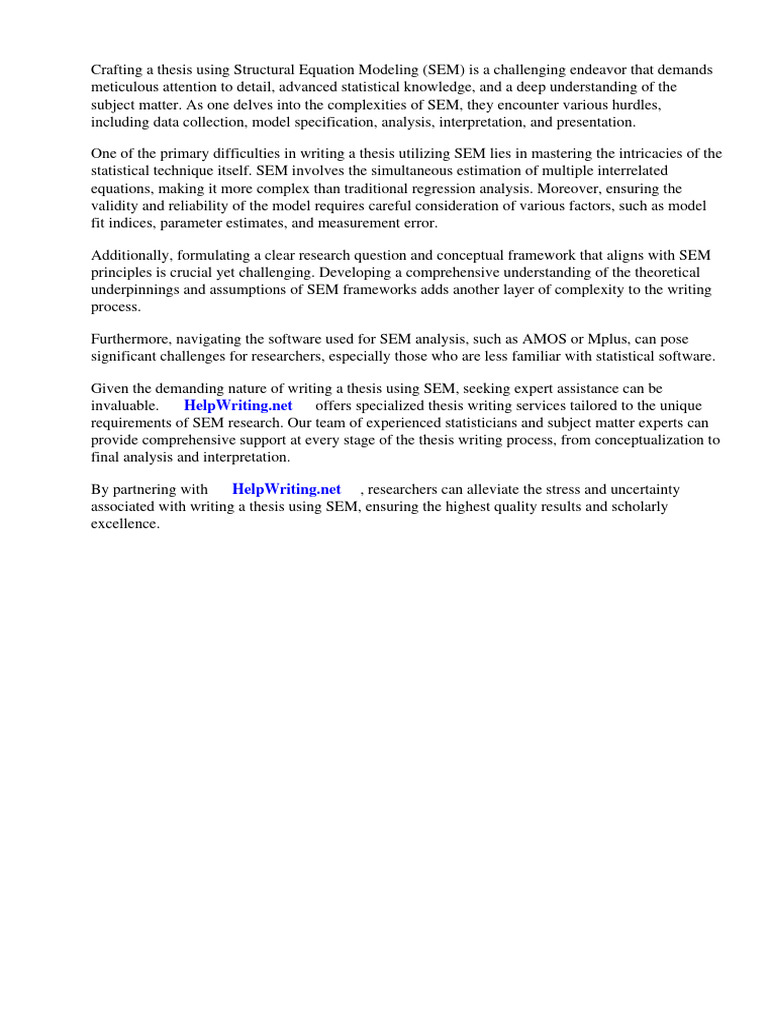 Thesis Using Structural Equation Modeling Pdf Structural Equation