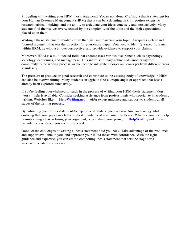 HRM Thesis Statement | PDF