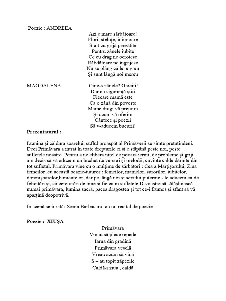 Scenariu 8 Martie 2024 | PDF