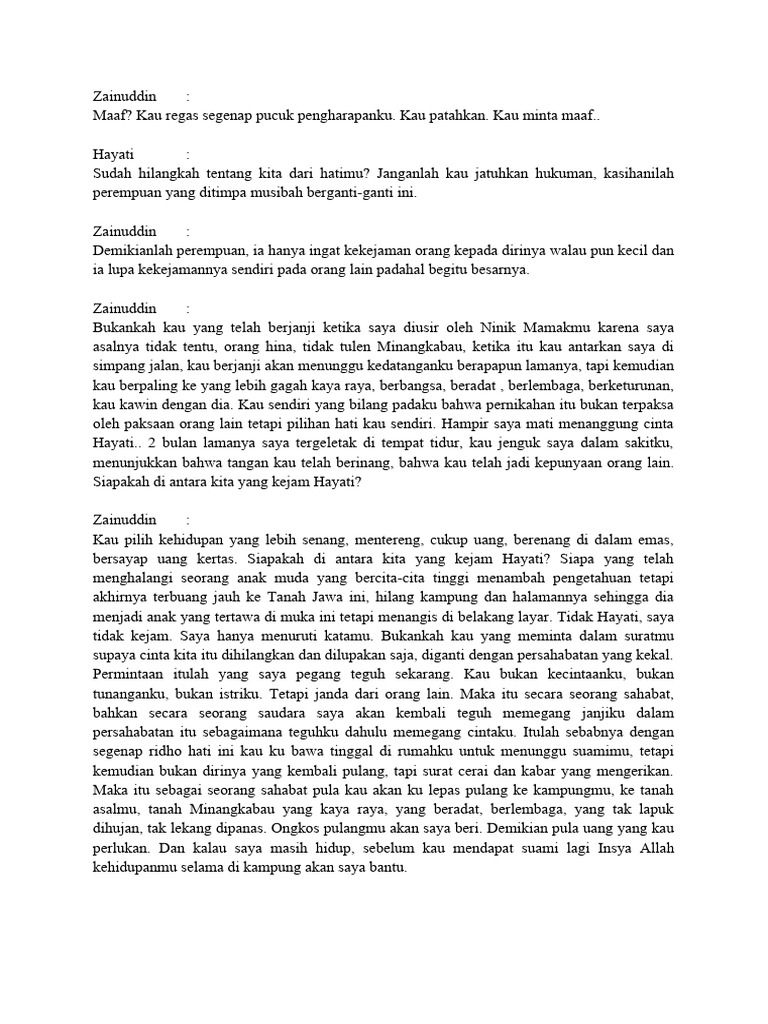 Dialog Zainudin Dan Hayati | PDF