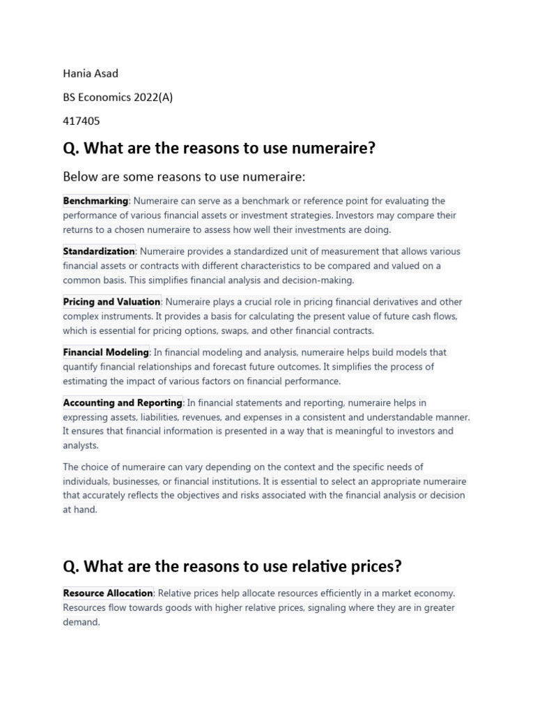 Hania Eco Assignment Questions | PDF