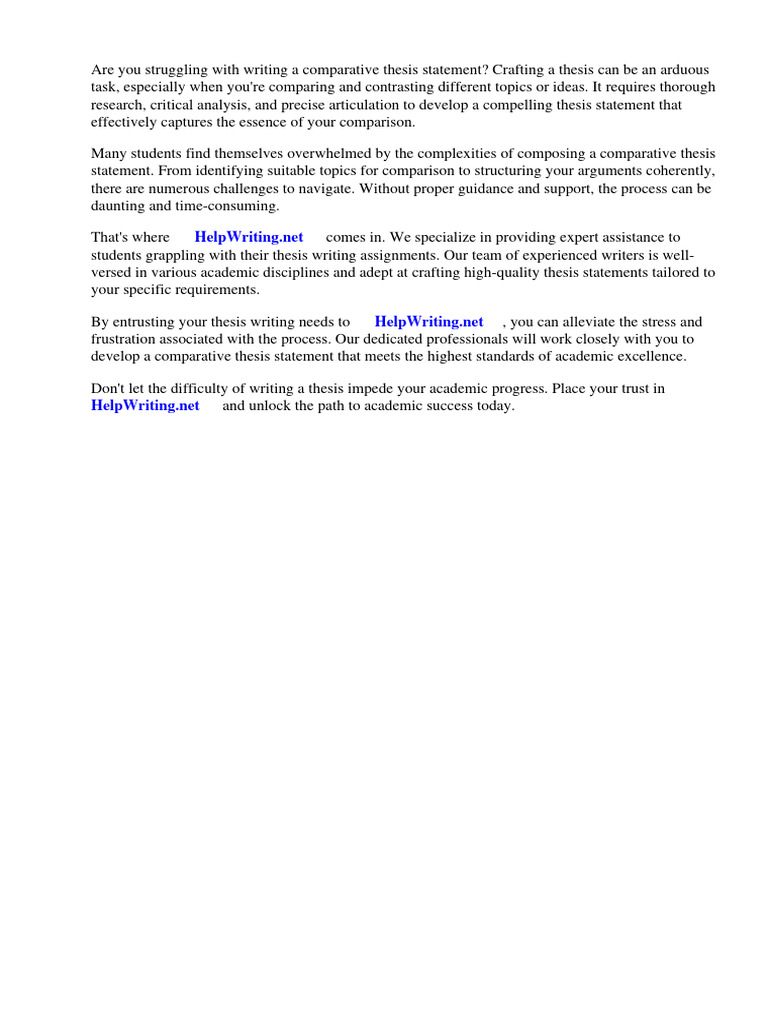 Comparative Thesis Statement Examples | PDF | Essays | Thesis