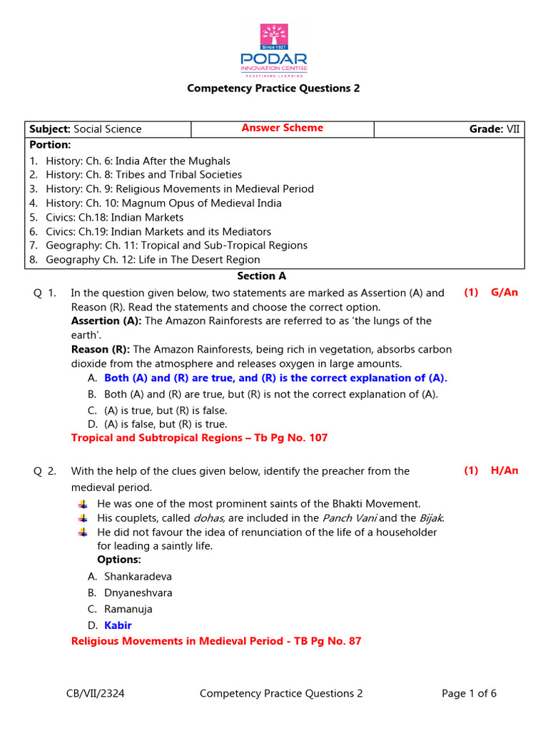 1709967873098.AS - CBSE - VII - Social Science - CPQ - 2 | PDF | Pastoralism