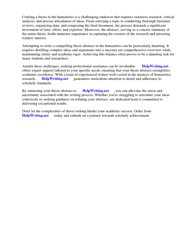 Thesis Abstract Example Humanities | PDF | Thesis | Abstract (Summary)