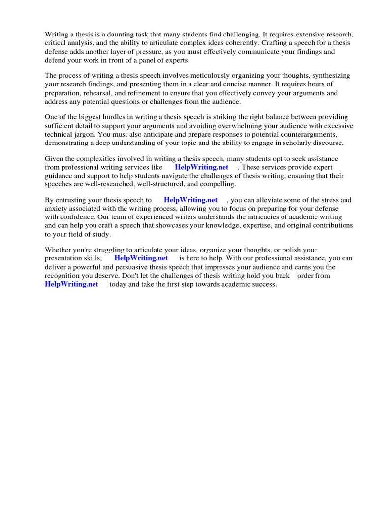Speech For Thesis Defense | PDF | Thesis | Essays