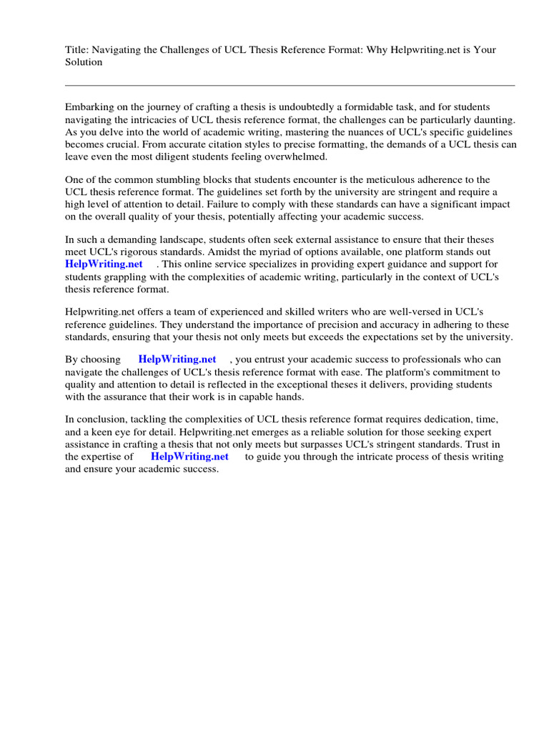 Ucl Thesis Reference Format | PDF | Thesis | Apa Style