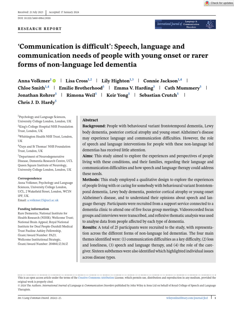 Communication Is Difficult': Speech, Language and Communication Needs ...