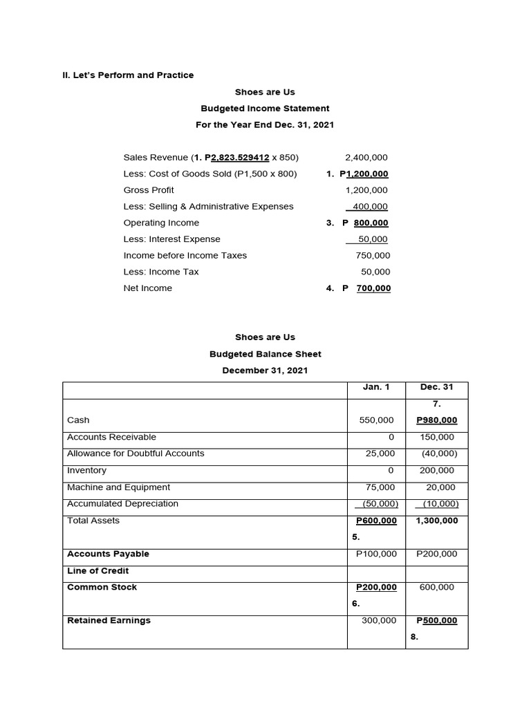 Bus. Finance W3-4 - C5 (Answer) | PDF | Budget | Income Statement