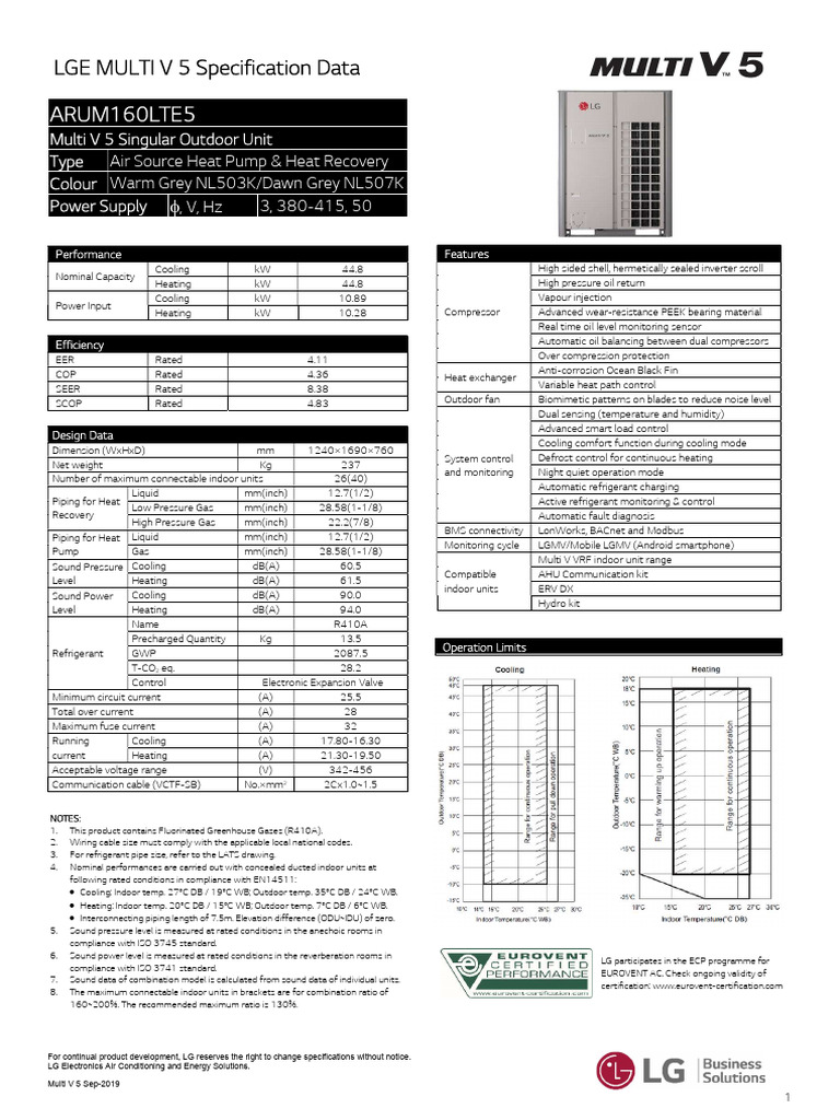 Multi V 5 Technical Specs | PDF | Technology & Engineering