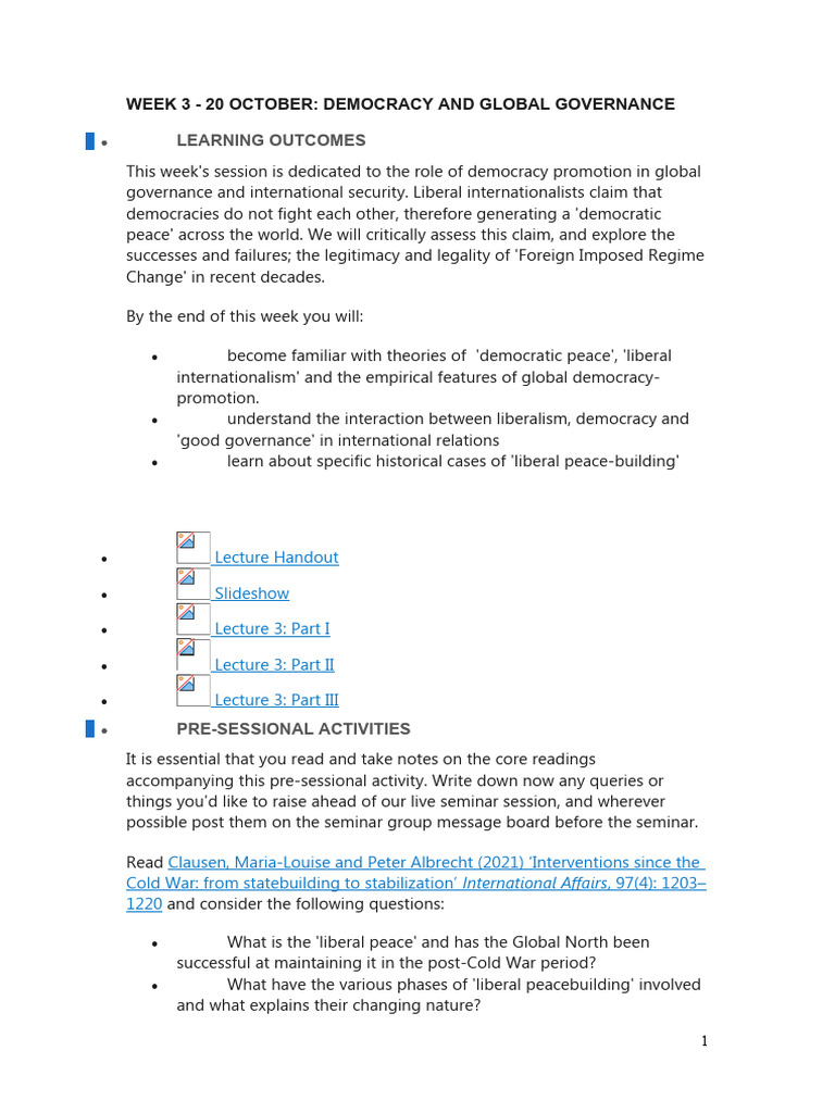 Lecture 3 | PDF | Democracy | Political Ideologies
