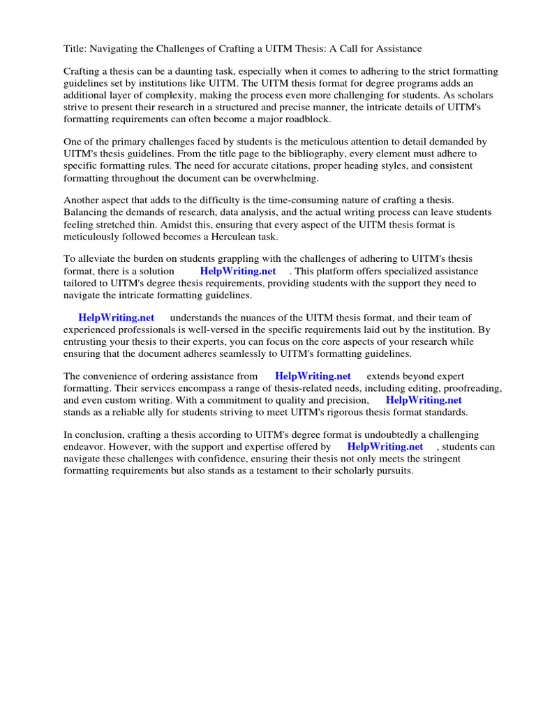 Uitm Thesis Format Degree | PDF | Thesis