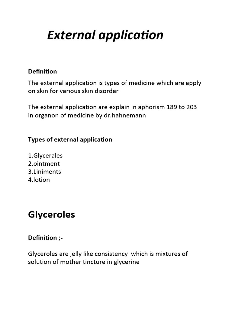 External Application | PDF | Topical Medication | Homeopathy