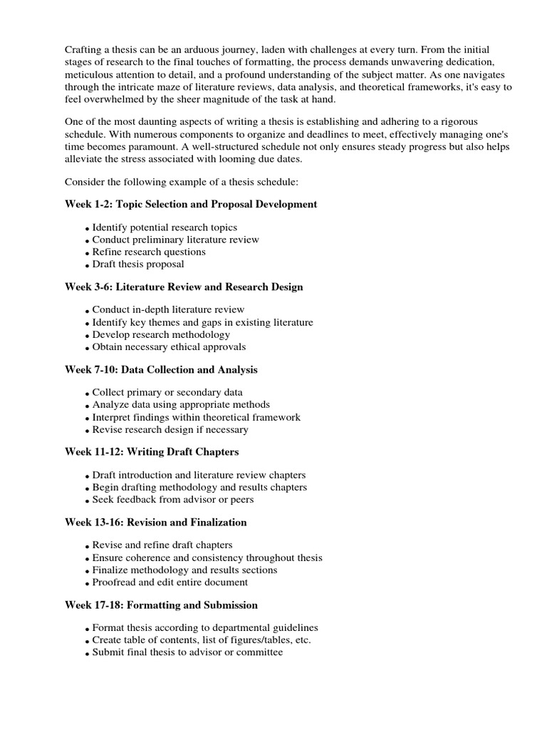 Thesis Schedule Example | PDF | Thesis | Methodology
