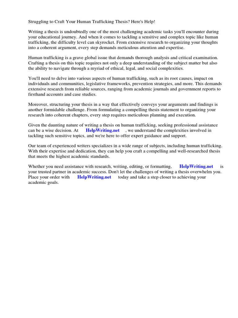 Human Trafficking Thesis Writing Guide | PDF | Human Trafficking | Slavery