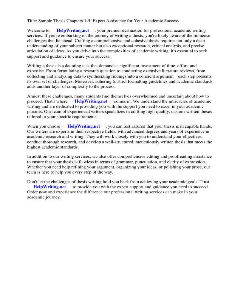Sample Thesis Chapter 1-5 | PDF | Thesis | Methodology Sample Thesis Chapter 1-5 | PDF | Thesis | Methodology