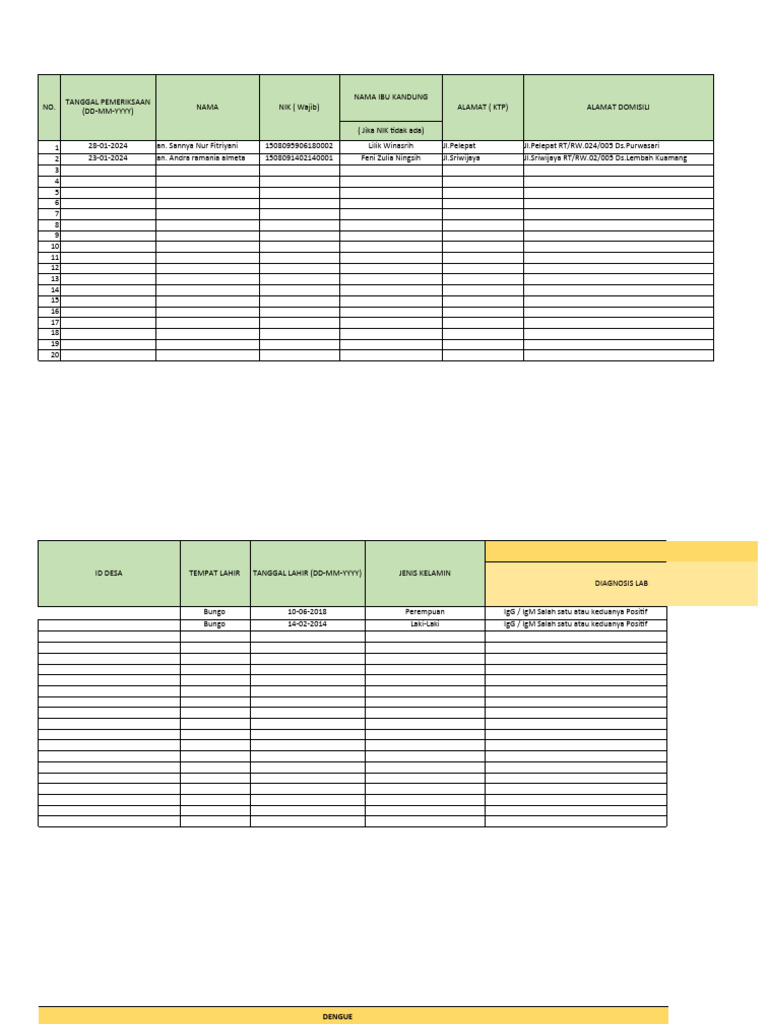 Data Pasien DBD dan Diagnosa Lab | PDF