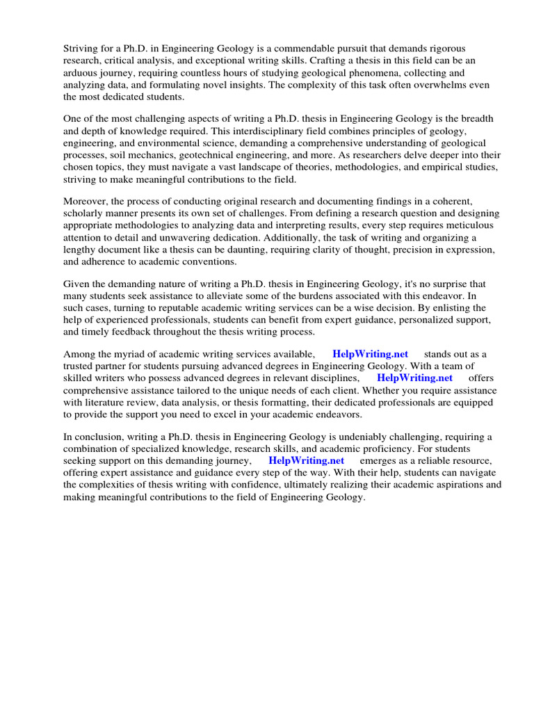 Phd Thesis Engineering Geology | PDF | Thesis | Doctor Of Philosophy