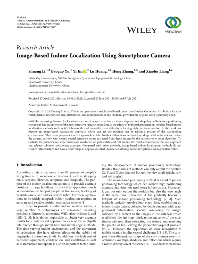 Image-Based Indoor Localization Using Smartphone Camera | PDF | Computing