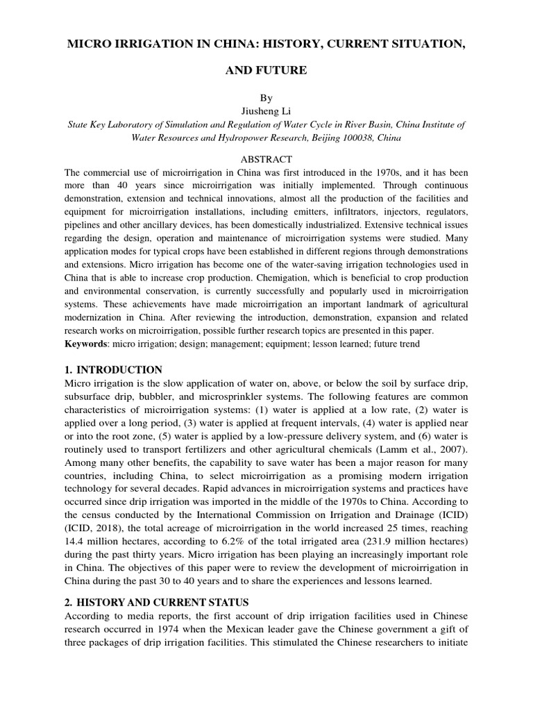 31-Micro Irrigation in China History, Current Situation and Future ... 31-Micro Irrigation in China History, Current Situation and Future ...