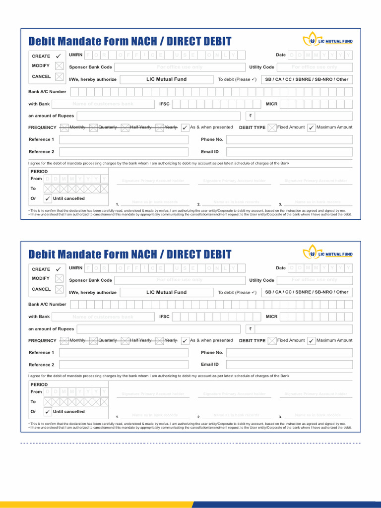 Debit Mandate Form NACH | Download Free PDF | Cheque | Debit Card