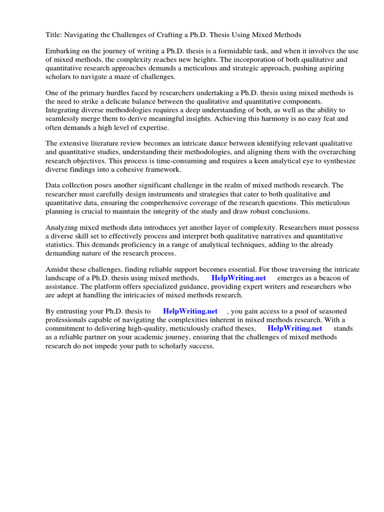 PHD Thesis Using Mixed Methods | PDF | Qualitative Research | Methodology