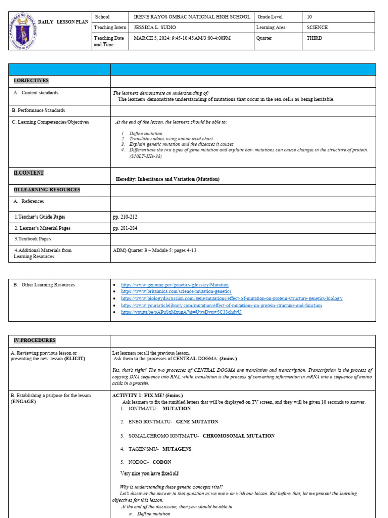 Sdlp-Day 1 Mutation | PDF