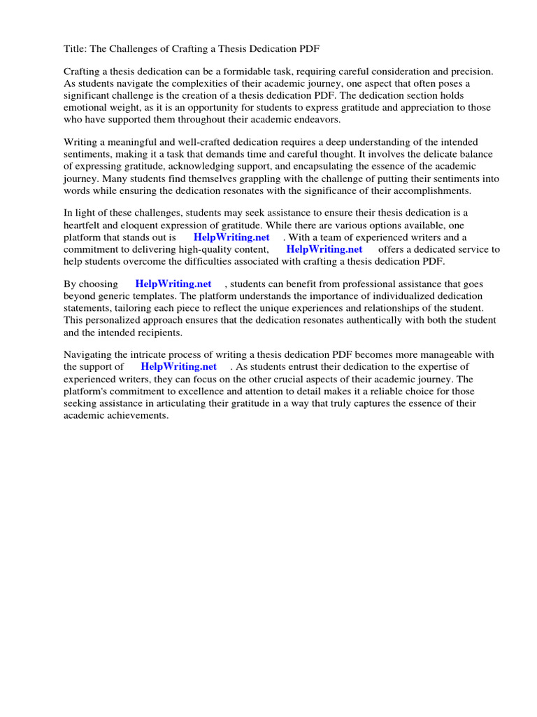Thesis Dedication PDF | PDF | Thesis | Essays Thesis Dedication PDF | PDF | Thesis | Essays