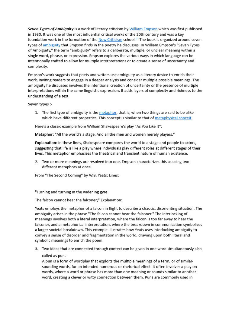 Seven Types of Ambiguity | PDF | The Trial | Ambiguity