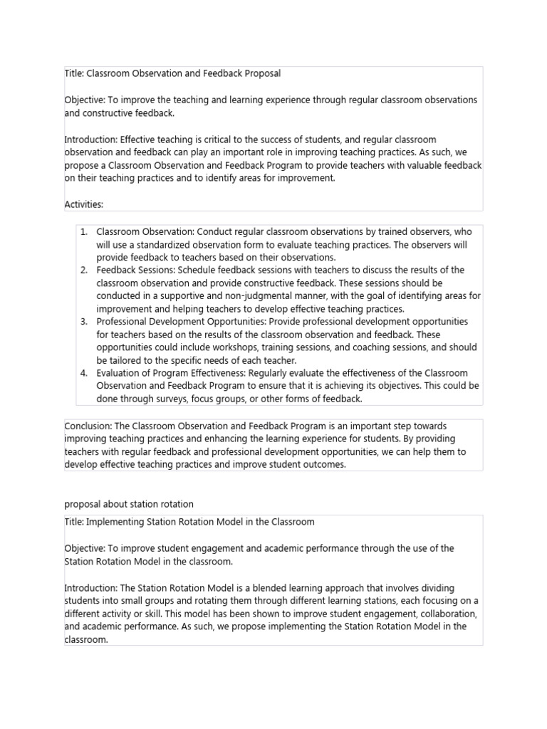 Classroom Observation | PDF | Teachers | Classroom