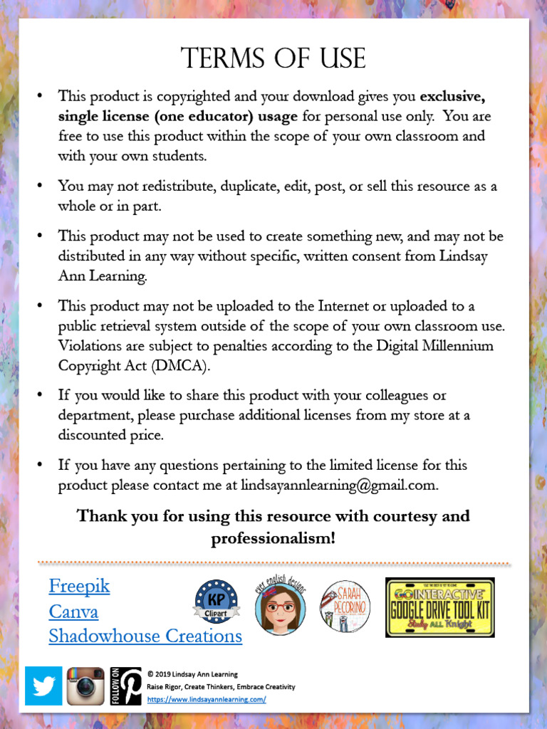 Terms of Use Terms of Use: Freepik Canva Shadowhouse Creations Freepik ...