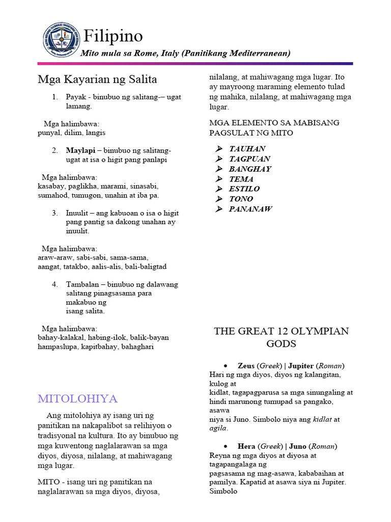 FILIPINO 10 m1 q1 | PDF