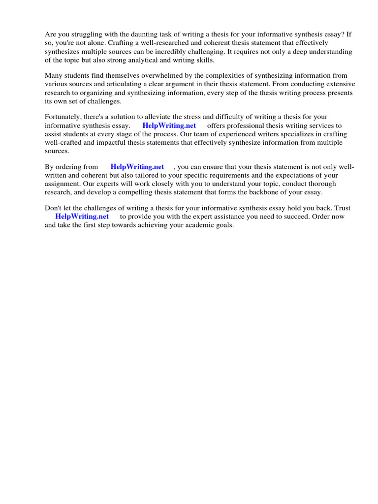 Informative Synthesis Essay Thesis | Download Free PDF | Essays | Dialectic
