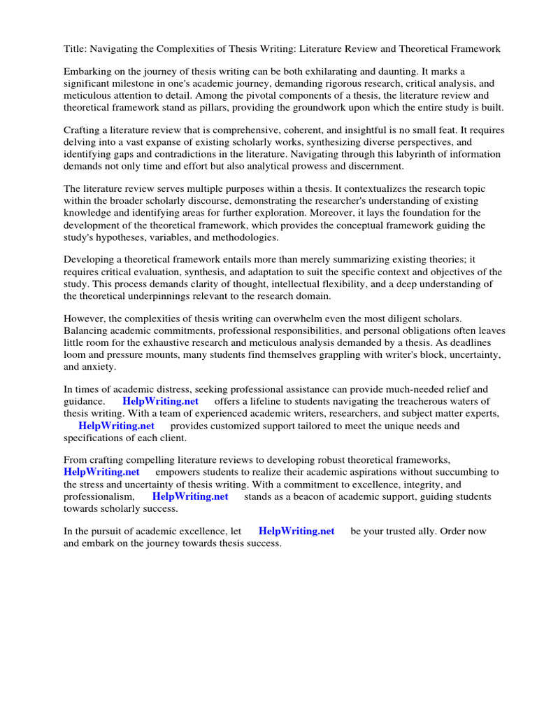 Thesis Literature Review Theoretical Framework | PDF | Theory | Information