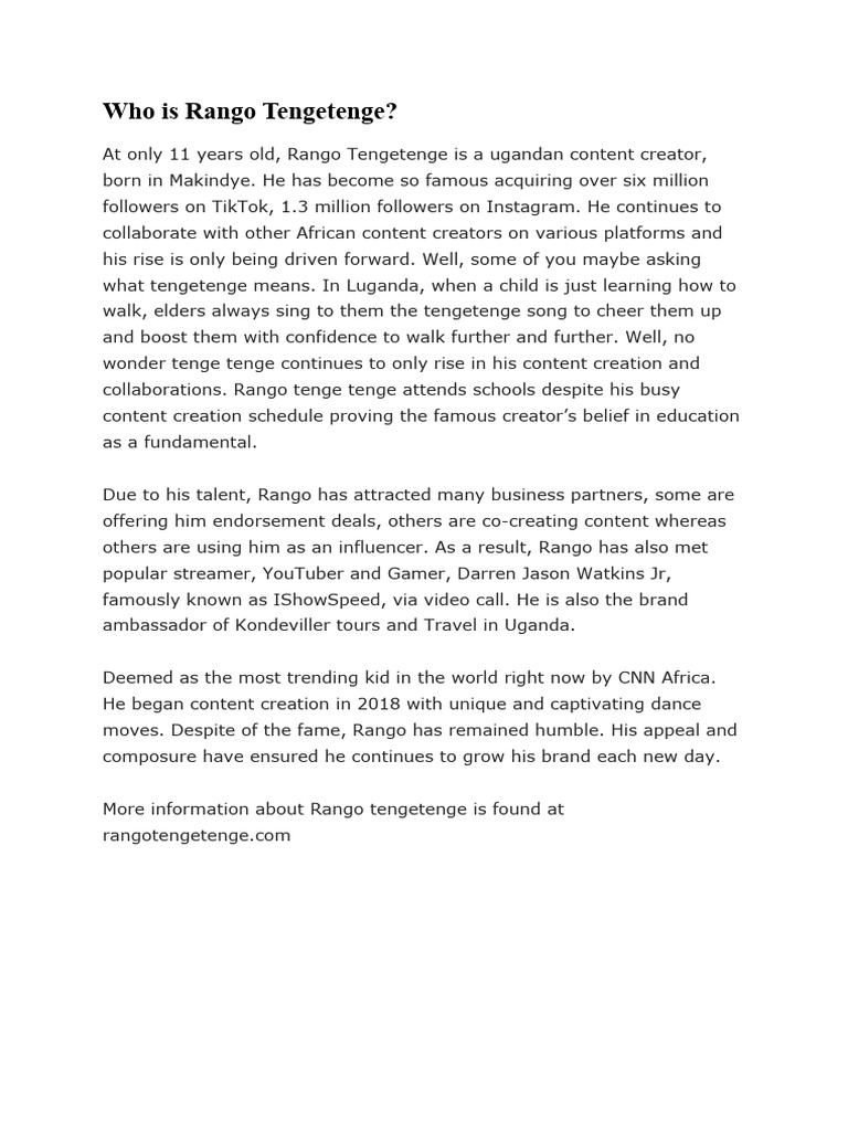 Rango Tengetenge | PDF