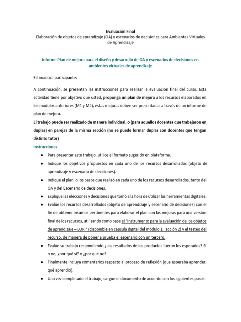 Evaluación Final | PDF | Evaluación | Aprendizaje