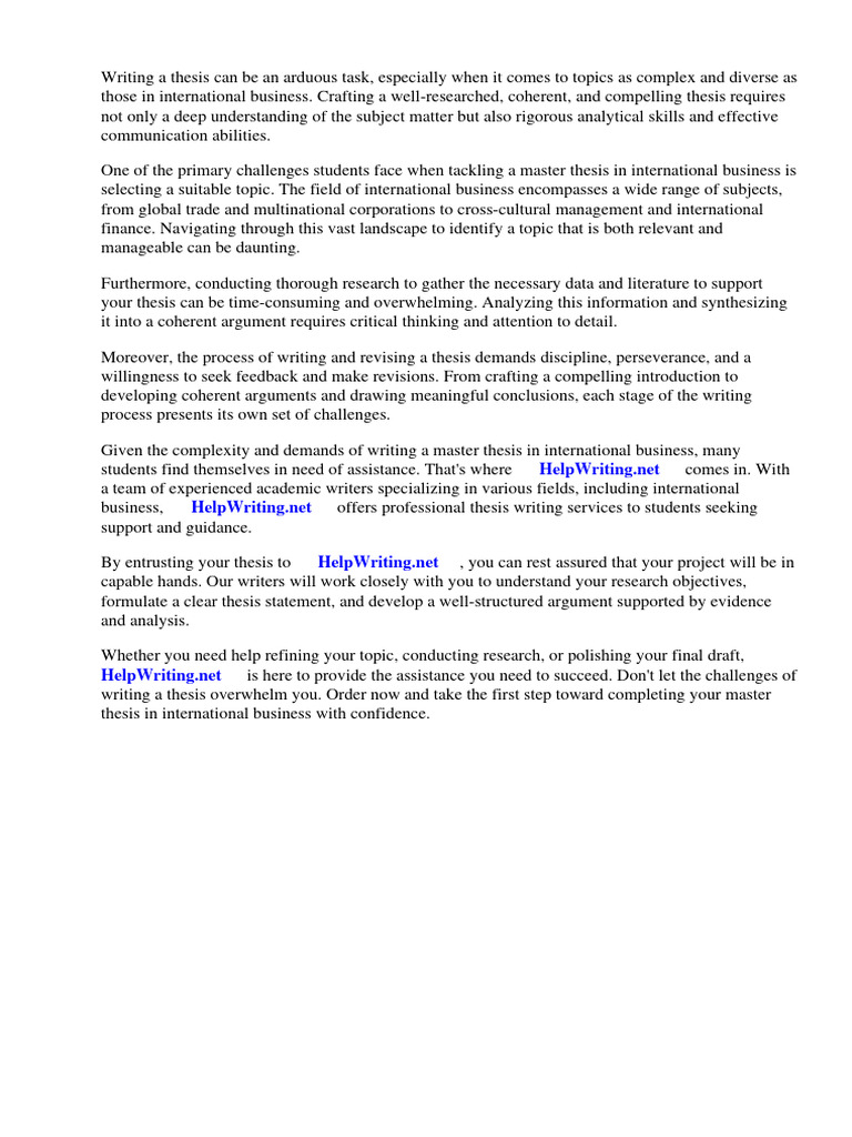 Master Thesis Tips for International Business | PDF | Thesis | Science