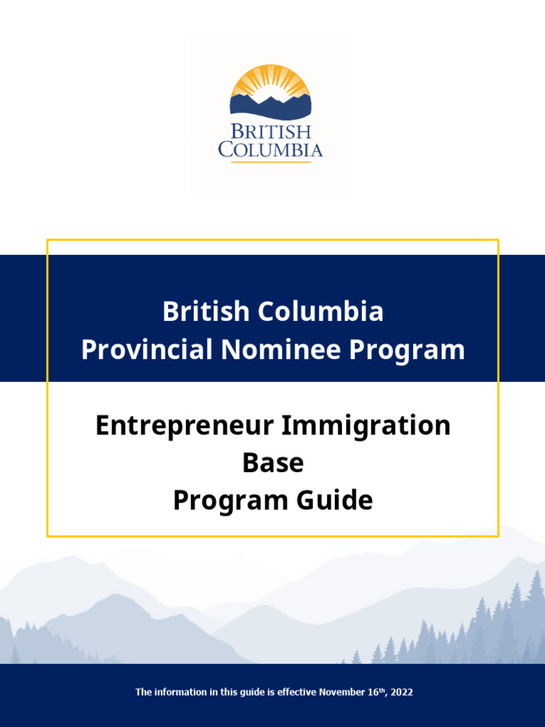 BC PNP Entrepreneur Immigration Guide | PDF