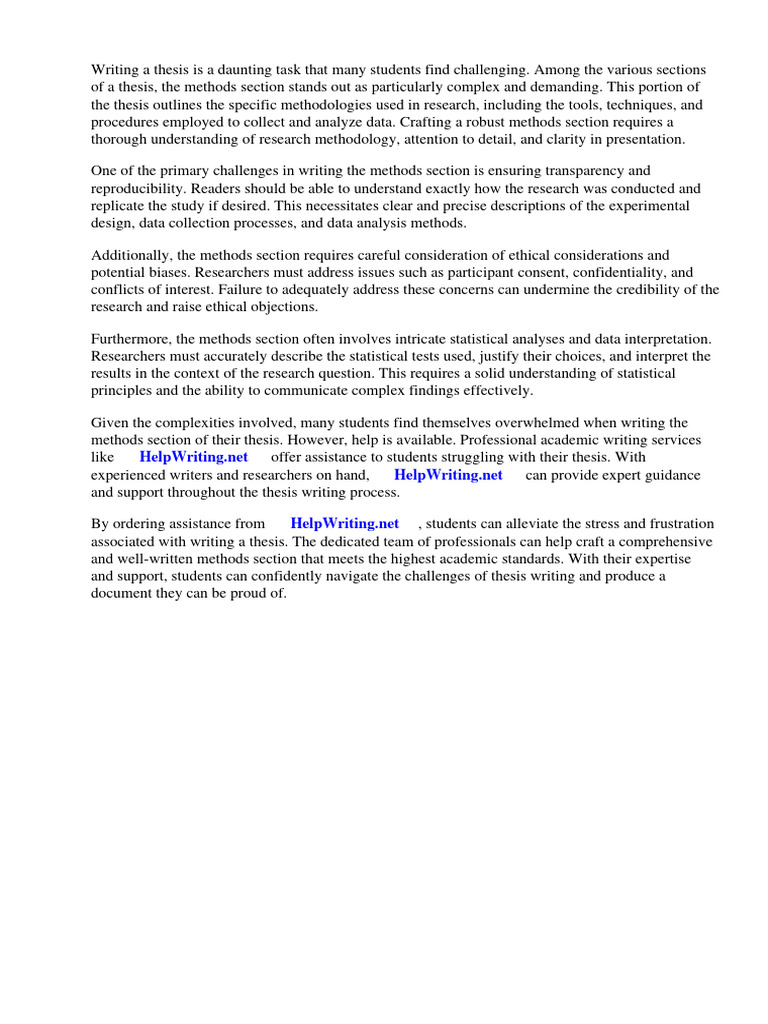 Writing A Thesis Methods Section Pdf Methodology Qualitative Research