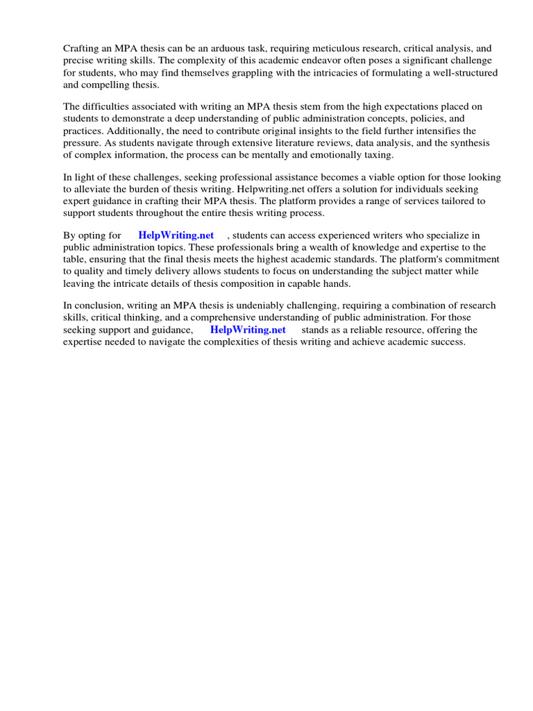 Mpa Thesis Example | PDF