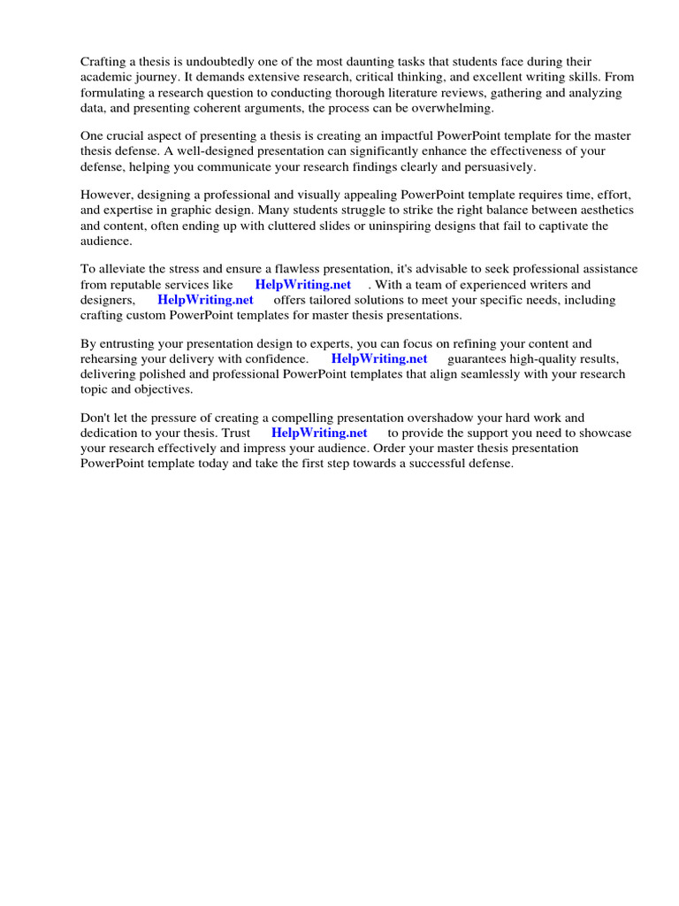 Master Thesis Presentation Powerpoint Template | PDF | Thesis | Microsoft Power Point