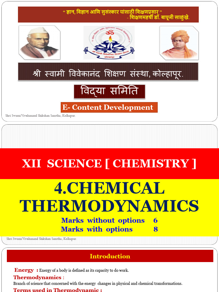 4. Chemical Thermodynamics | PDF | Heat | Enthalpy