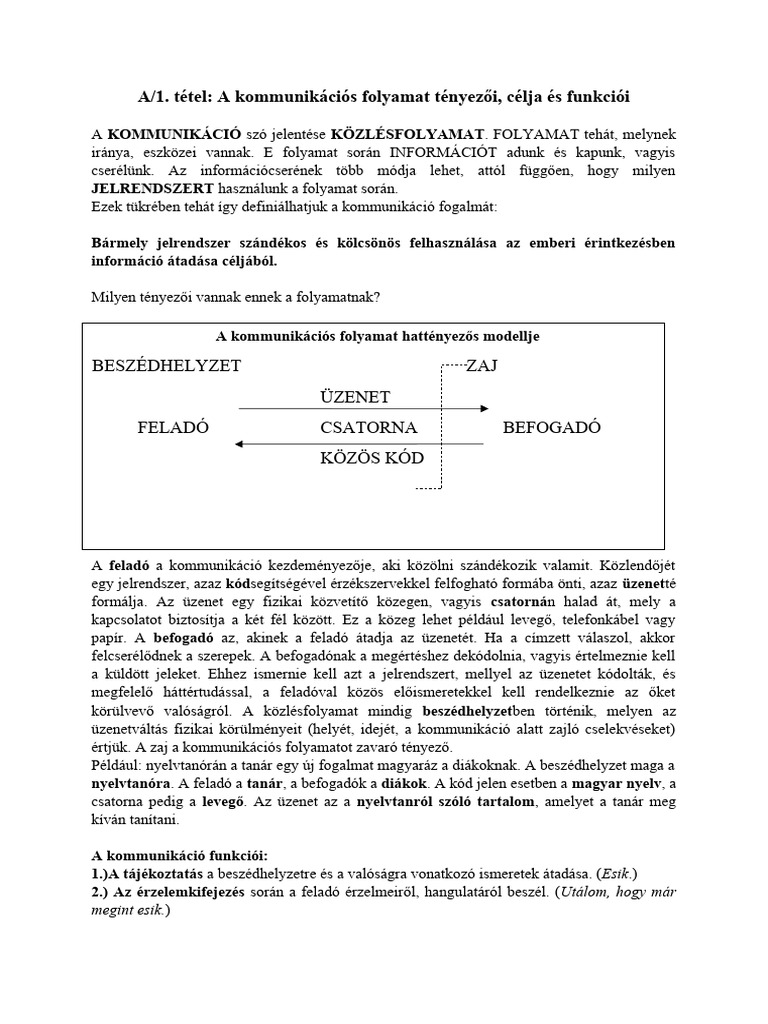 A1 - Tétel | PDF