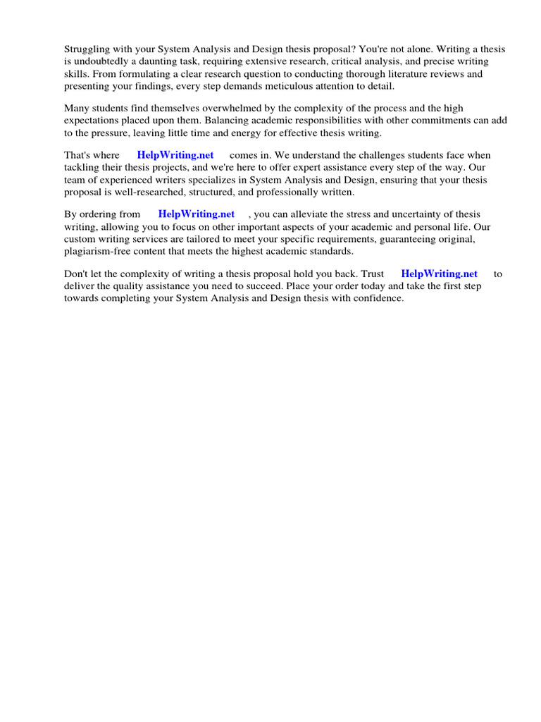 System Analysis And Design Thesis Proposal Pdf Thesis Information