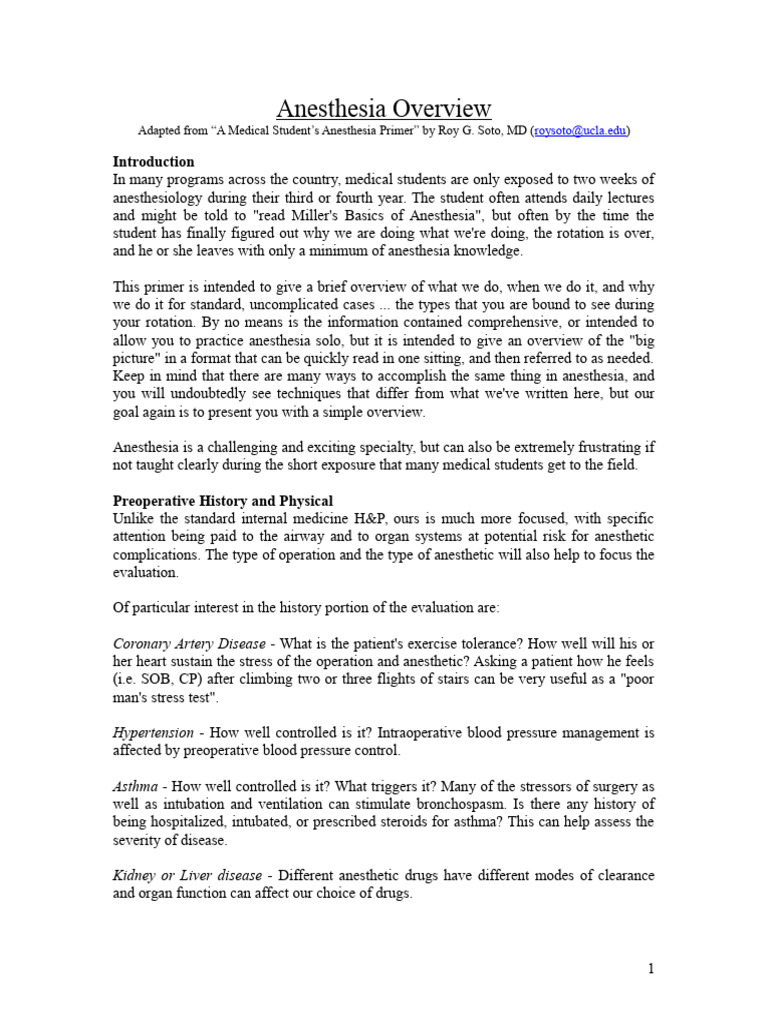 Anesthesia Notes | PDF | Anesthesia | Acetylcholine