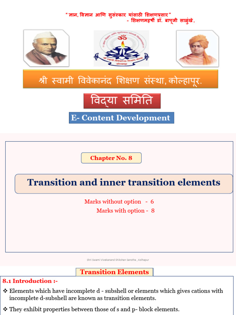 8.transition and Inner Transition Elements | PDF | Technology & Engineering
