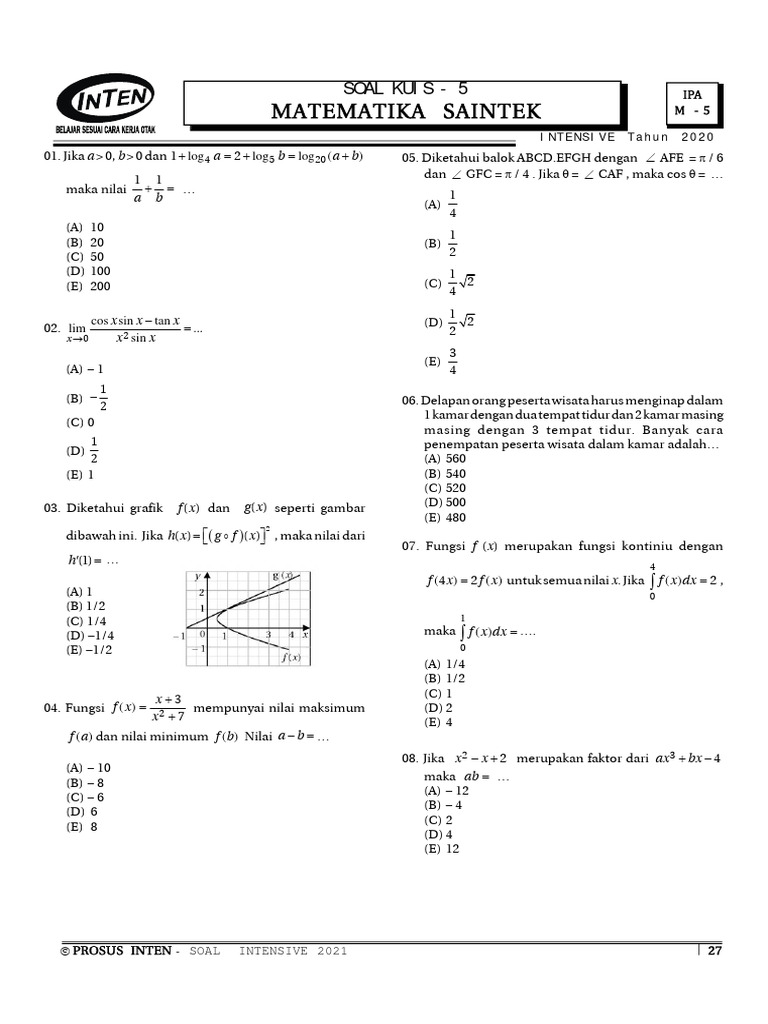 m5 - Soal Kuis - Intensive - Ipa | PDF